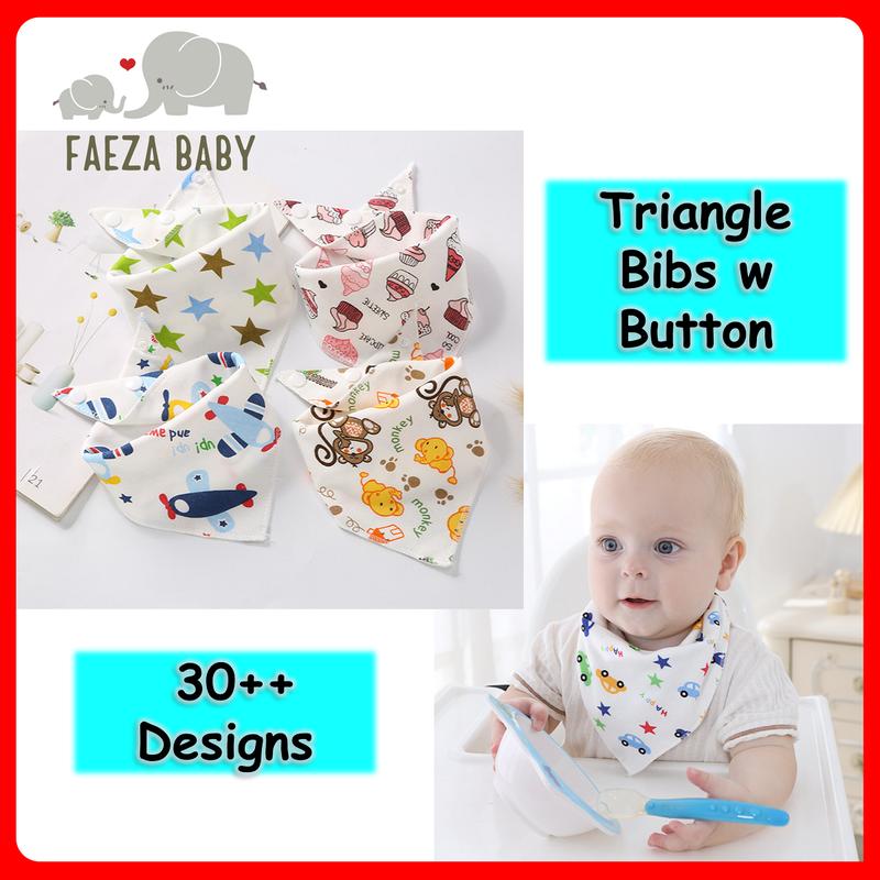 Baby Triangle Bibs with Button Cotton Handkerchief Kids Infant - TikTok ...
