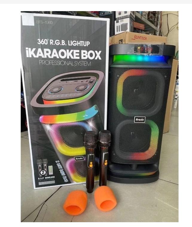 Brodu BTS-1989 IKARAOKE BOX RGB Light Professional System Bluetooh ...