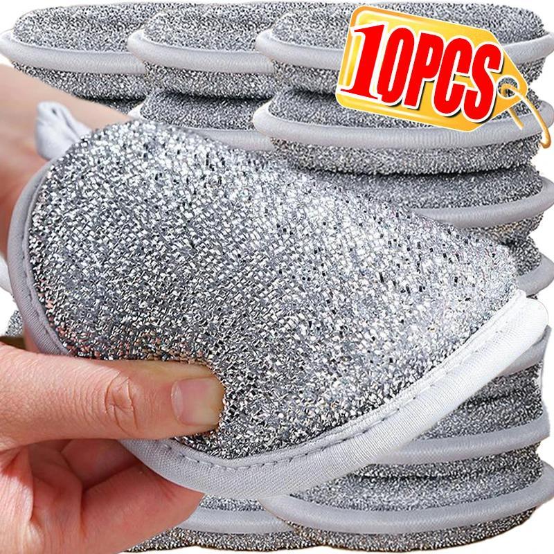 3/5/10Pcs Magic Silver Wire Dishwashing Sponge Wipe Reusable Double ...