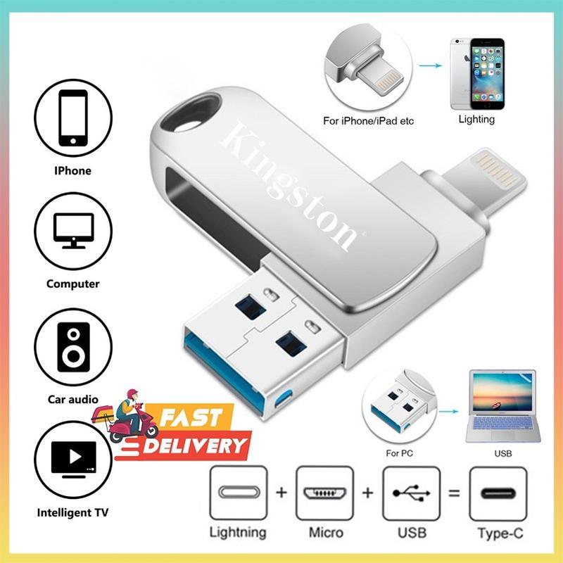 Kingston flashdisk 3 in 1 IOS OTG USB Flash Drive 512GB/1TB/2TB ...