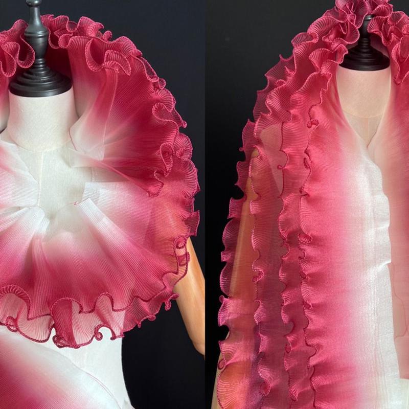New 2 Yard Flounce Wave Lace Fabric Fashion Gradient Color Pleat Mesh ...