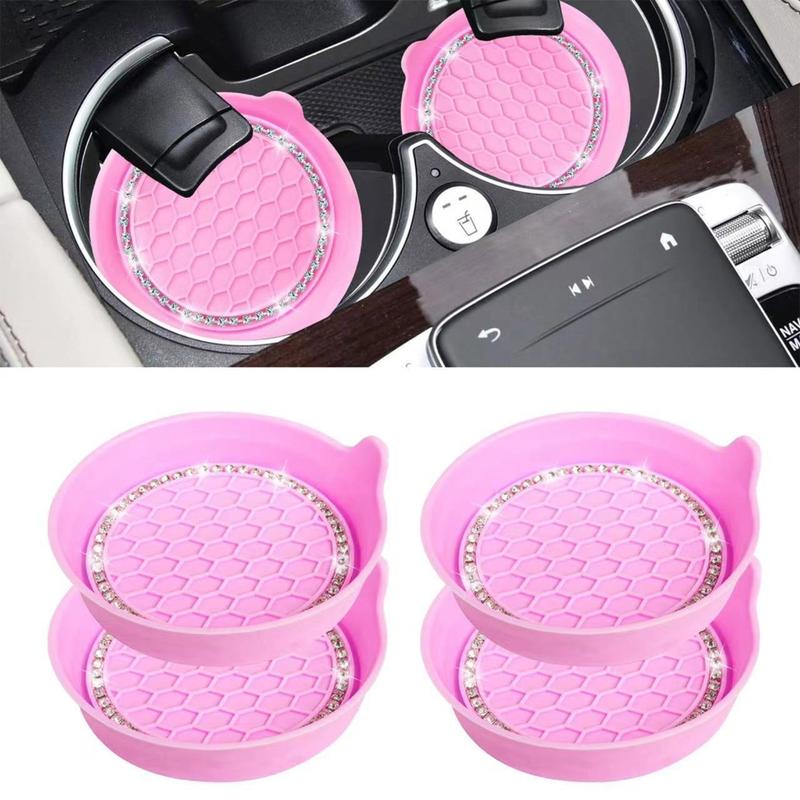 Quan Car Circle Cup Holder Coasters Bling Crystal Vehicle Anti - TikTok ...
