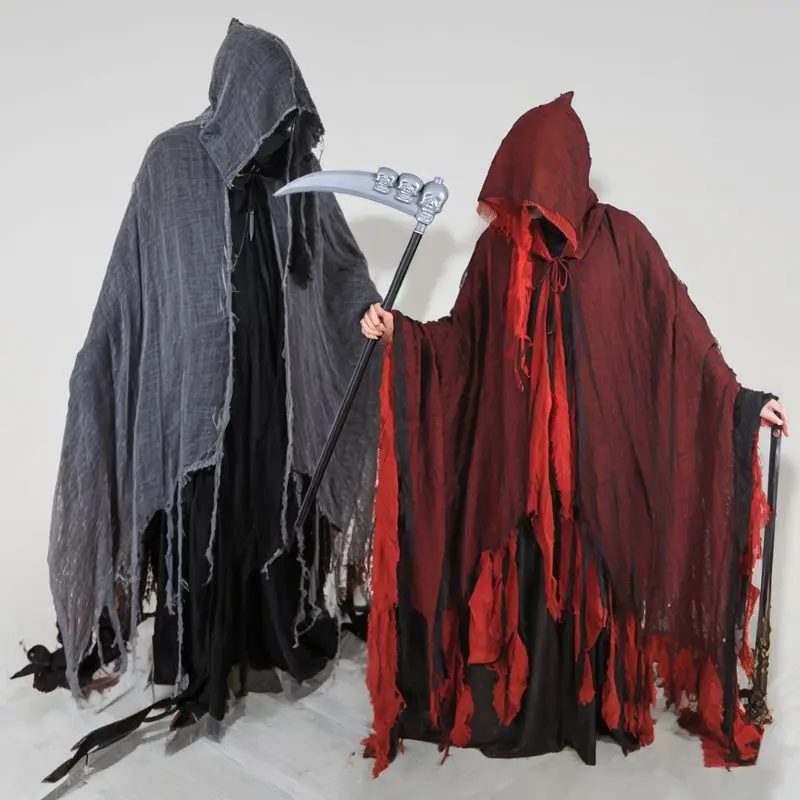 Halloween Rag Cloak Red Cape Grim Reaper Cosplay Costume Weapon Party ...