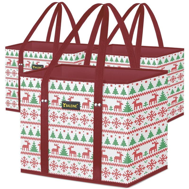 3Pk Reusable Grocery Sacks, Compact Shopping Bags with Strong Bottom ...