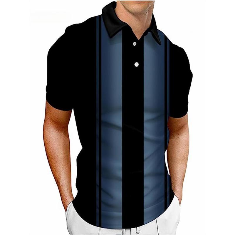 3D Printed Polo Shirt, New Autumn Arrival, Casual Striped Print, Men's ...