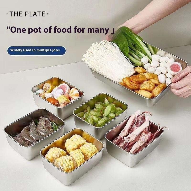 Stainless Steel Fresh-keeping Box with Lid, Refrigerator Storage Box ...