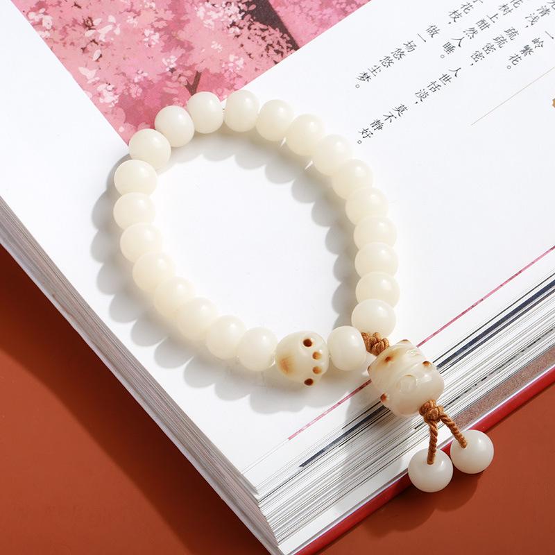 Chinese Style Bodhi Root Bracelet Women Natural White Bodhi Seed ...