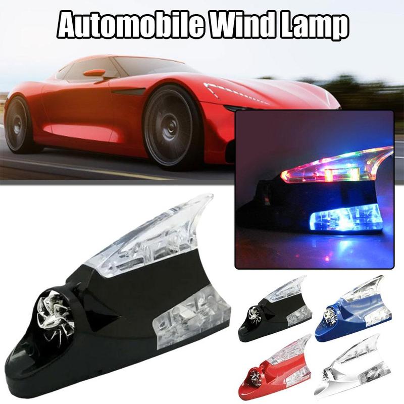Car Wind Power LED Anti Collision Light Shark Fin Antenna Flash ...
