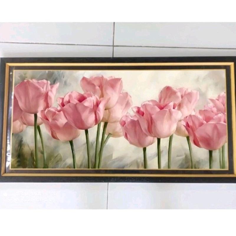 Hiasan dinding lukisan cetak bunga mawar ping plus bingkai u - Shop ...