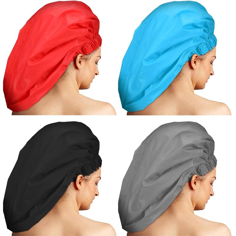 4 Pieces Jumbo Shower Caps, Extra Large Waterproof Shower Caps for ...