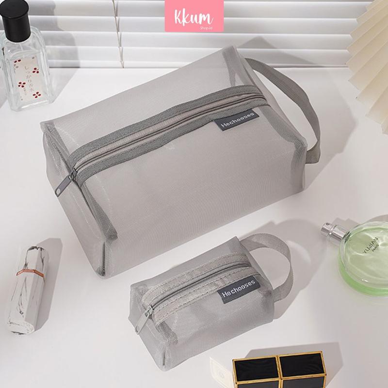 Tas makeup jaring mini transparant/ Dompet nilon serbaguna portabel ...