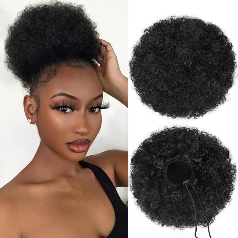 Afro Puff Ponytail Extension Synthetic Black 80 Grams Afro Puff ...