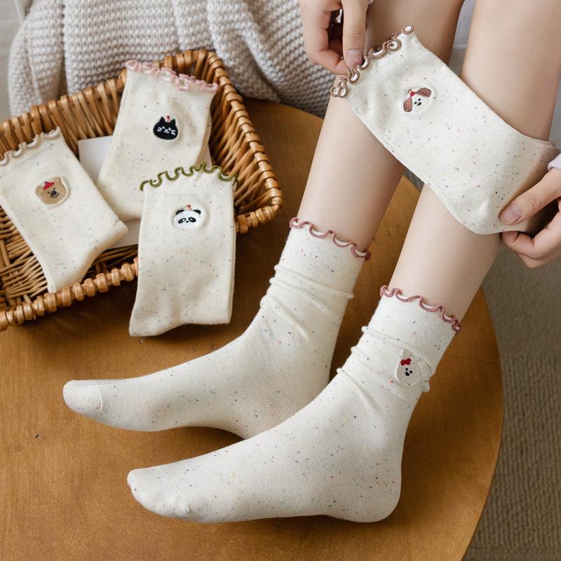 SS SHOP 5 pairs per bag Women's mid-tube socks, pile socks, cute ...