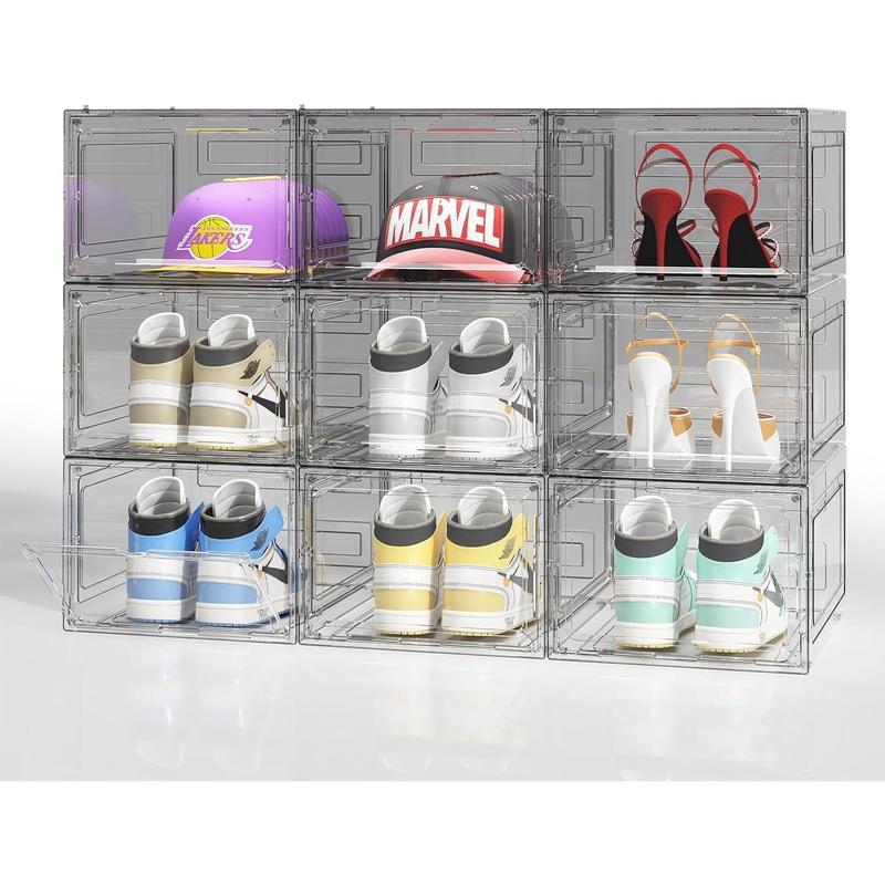 Upgraded Thickened Sturdy Large Shoe Boxes Clear Plastic Stackable ...