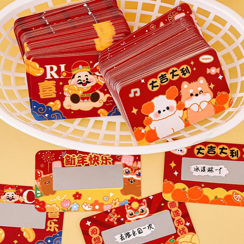 20pcs New Year Scratch Card DIY Cartoon Handwritten Scratch Lottery ...