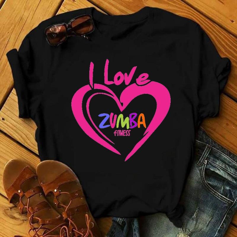 Love Zumba Dance Print T-Shirt Summer Cotton T-shirt 220G Weight ...