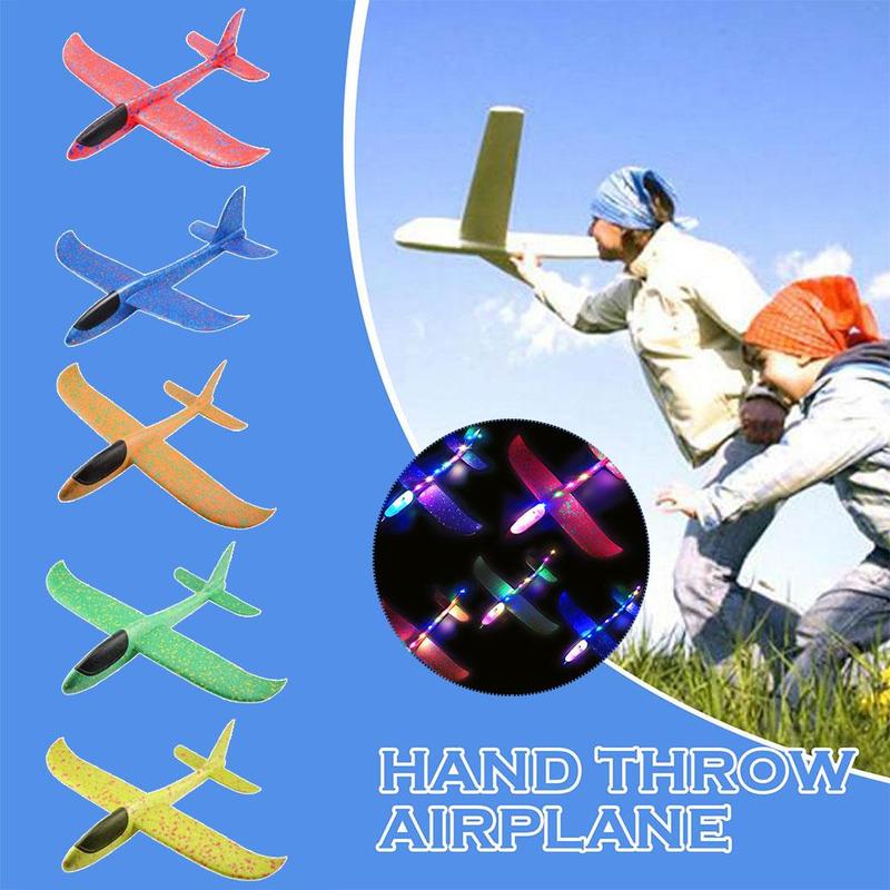 Foam Hand Throwing LED Airplanes Toy Flight Mode Glider Inertia ...