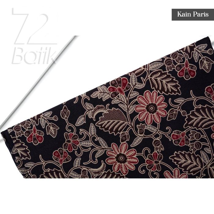 Jual KAIN BATIK PREMIUM Bahan Paris Motiif Kembang Setaman Warna Hitam ...
