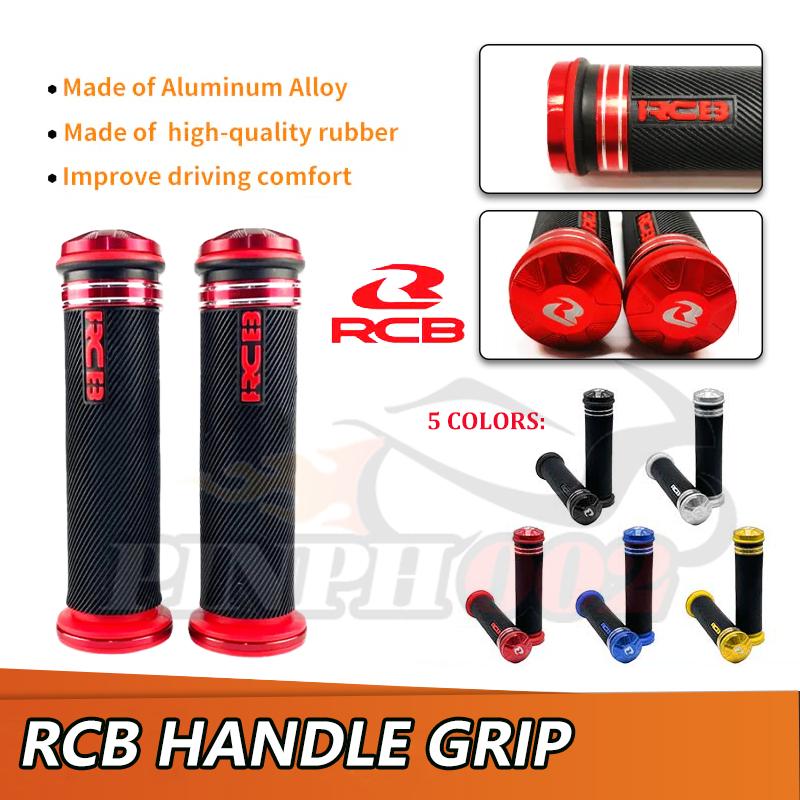 2PCS RCB Motorcycle Handle Grip Rubber With Alloy Bar End Universal ...
