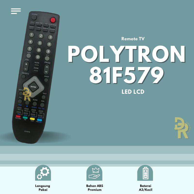 Remot Remote TV POLYTRON Tabung LED LCD slim flat Type 81F579 tanpa ...