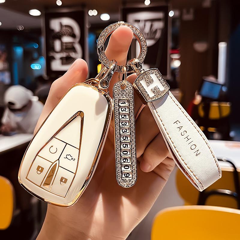 Gold-rimmed Car Remote Key Case Keychain for Changan Chang'an CS75 Plus ...