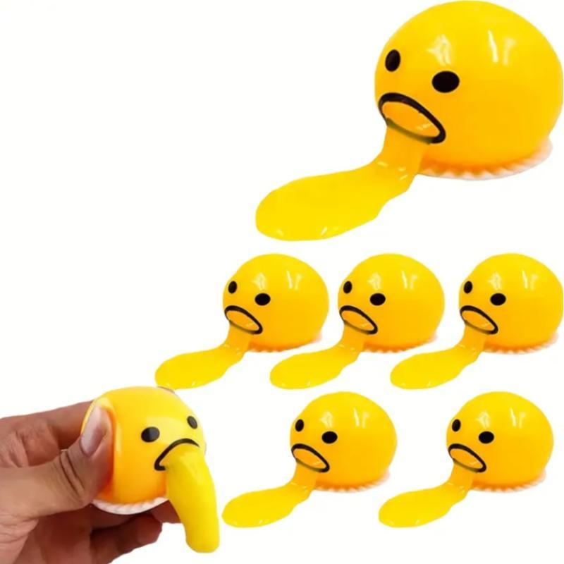 Puking Egg Yolk Stress Ball Toys, 4 Counts Yellow Round Vomiting ...
