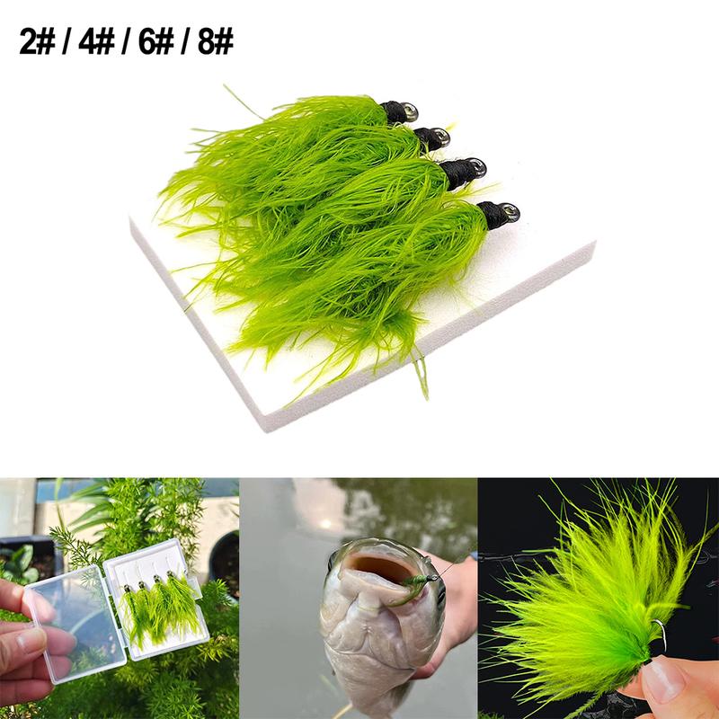 4pcs Fly Fishing Grass Hook Fly Hook Seaweed Fish Hook For Grass ...