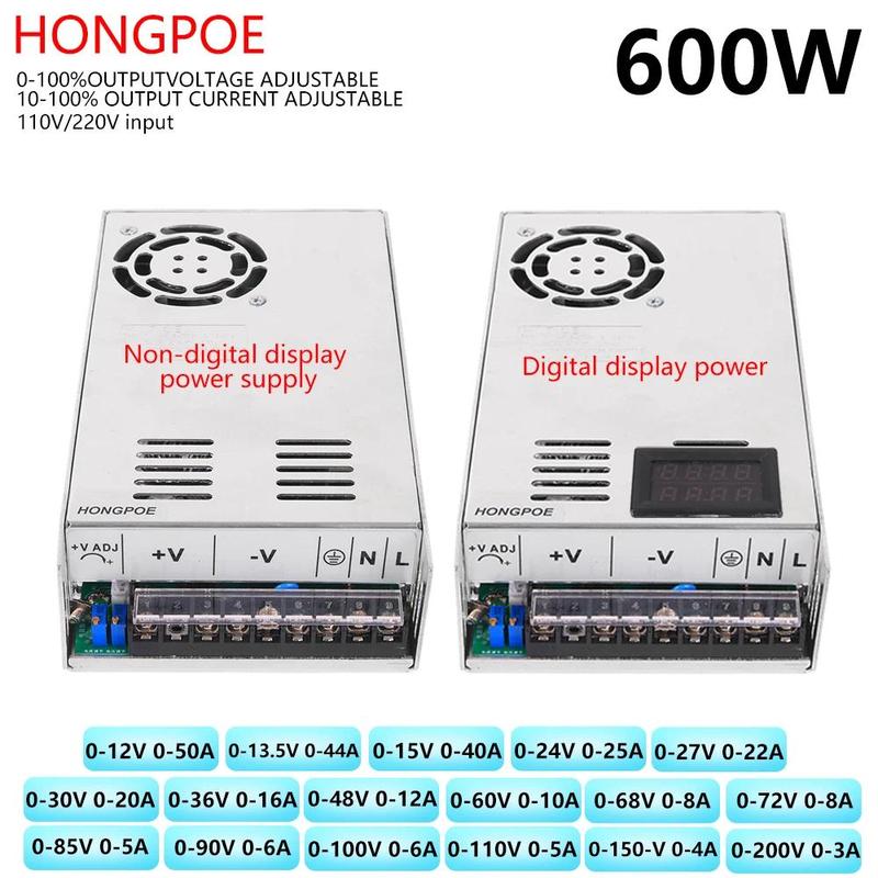 600W Adjustable Power Supply 0-12V 15V 24V 27V 30V 36V 48V 60V 68V 72V ...