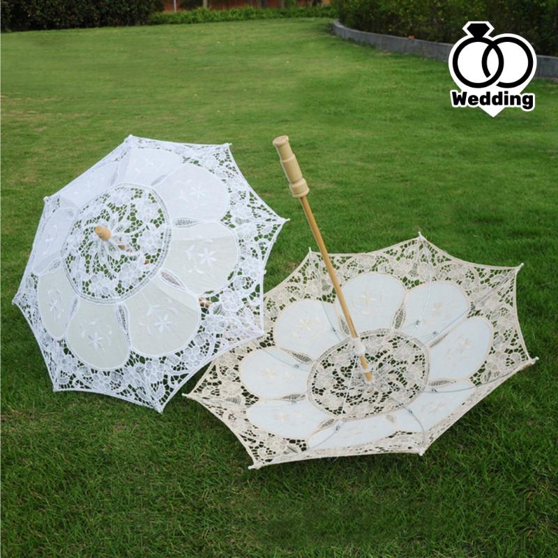 [Vintage Parasol] Vintage White Lace Parasol Umbrella | 8-Rib Manual ...