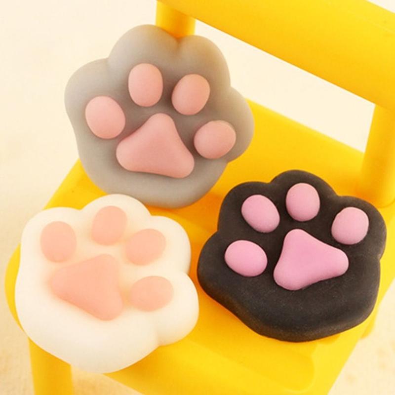Mini Cat Paw Squeeze Toy Silicone Pinch Decompression Toy Plush ...