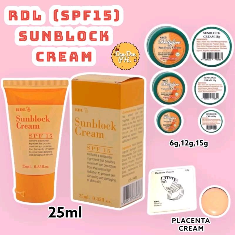 RDL Sunblock Cream SPF 15 (6g / 12g / 15g & 25ml) - TikTok Shop Philippines