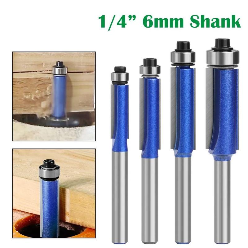 1/4Shank Flush Trim Router Bits Double Flute With Bearing Router ...