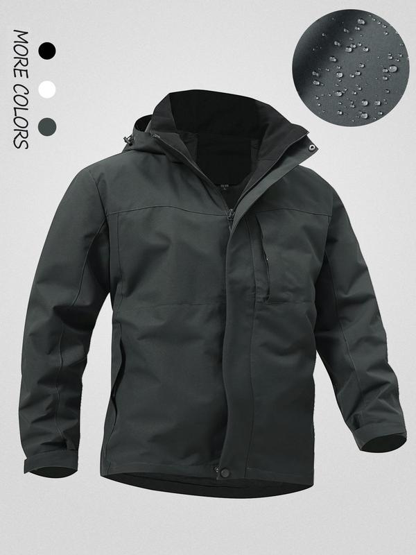 Men's Solid Pocket Drawstring Hooded Jacket, Regular Fit Casual ...