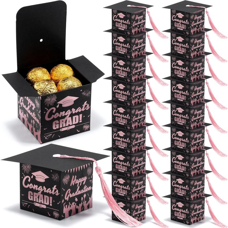 Graduation Cap Gift Boxes with Tassel 32pcs Class of 2025 Party Favors ...