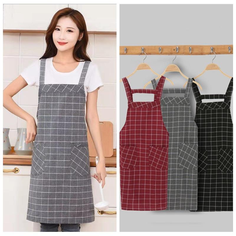 Apron kapas kalis air dan kalis minyak untuk rumah, apron dapur ...
