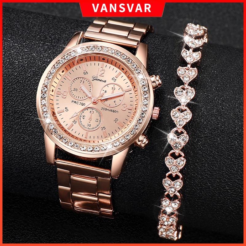 Jam Tangan Wanita, Gaya Geneva, Fesyen, Set Jam Tangan Kuarz - TikTok ...