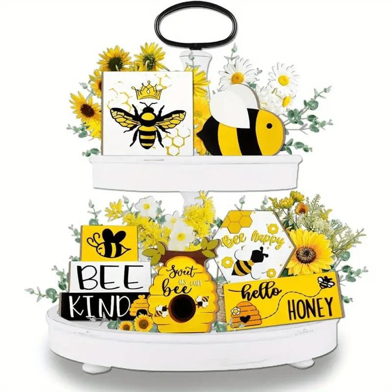 Honey Bee Sunflower Tiered Tray Decor Set without Tray, 7 Counts/set ...
