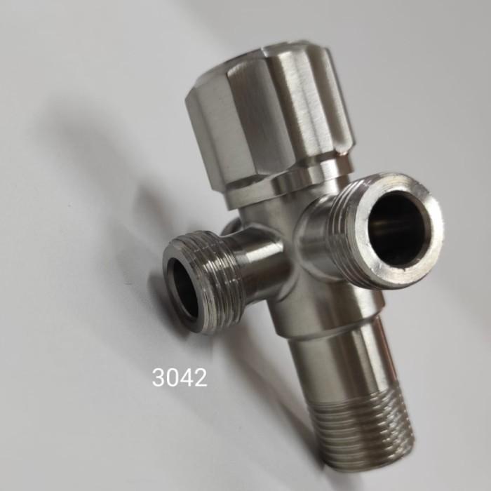 Jual Stop Kran T Cabang 3 Stainless 3042- Keran Shower Tee kloset valve ...