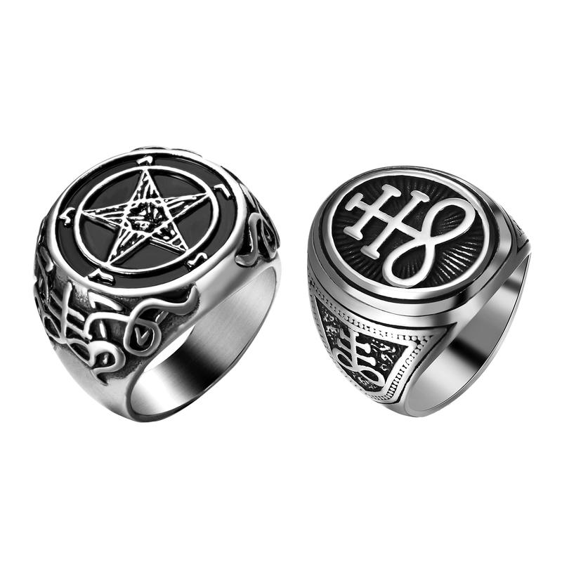 OIDEA Baphomet Sigil of Lucifer Ring: 2 Pcs Punk Gothic Seal - TikTok Shop