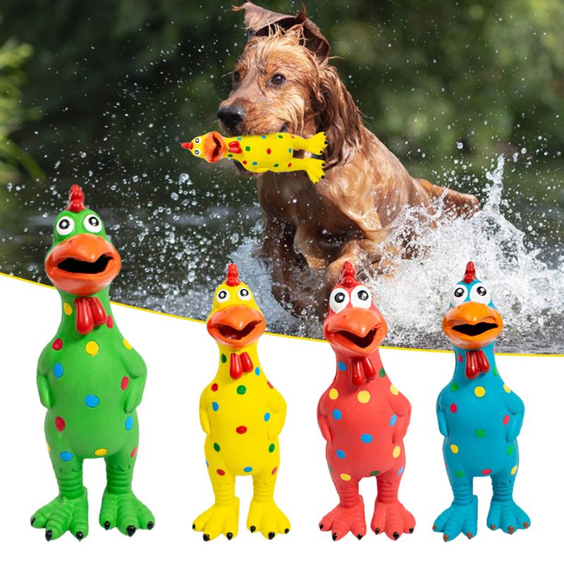SKA_ Dog Chew Toy Soft Safe Dog Chew Toy Spotted Latex Chicken Pet Toy ...