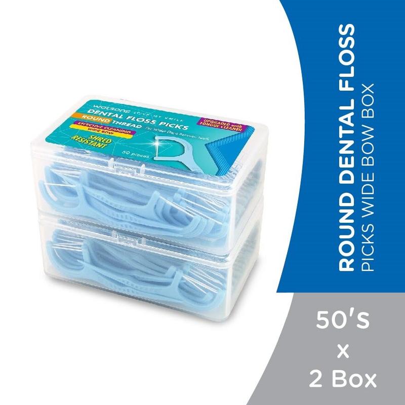 WATSONS Round Dental Floss Picks Wide Bow Box 50's x 2 - TikTok Shop ...
