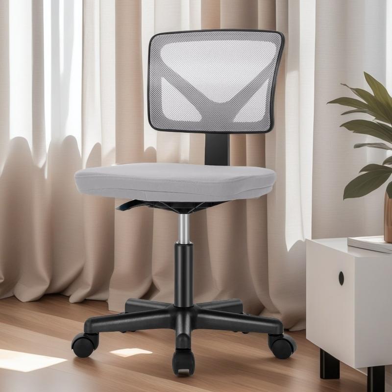Armless Mesh Office Chair, Ergonomic Computer Desk Chair, No Armrest ...