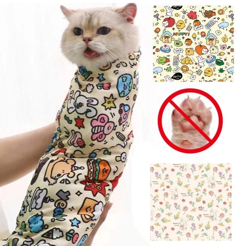 Cute Patterns Self-Adherent Cat Grooming Wrap Anti-Scratch Anti-Bite ...