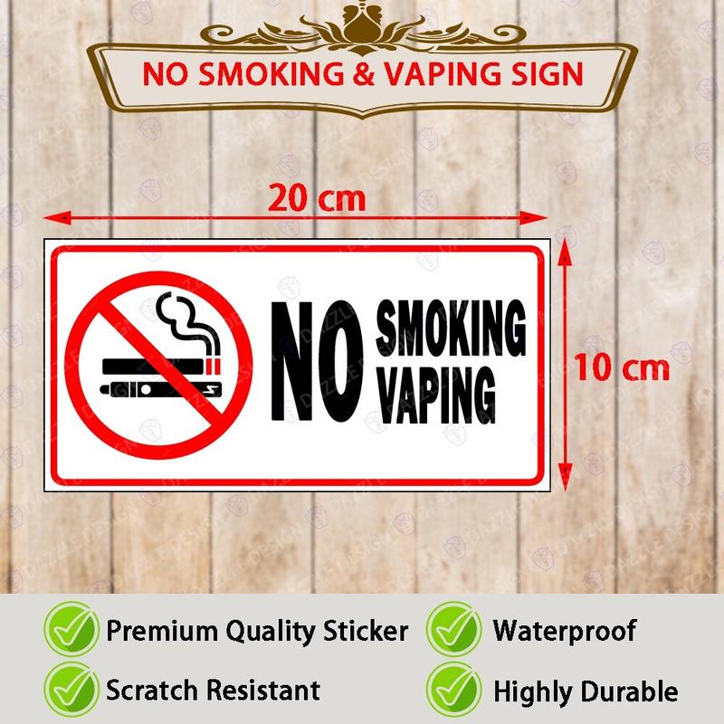 [ NO SMOKING AND VAPING ] 20X10CM SIGNS STICKER / PELEKAT STICKER ...