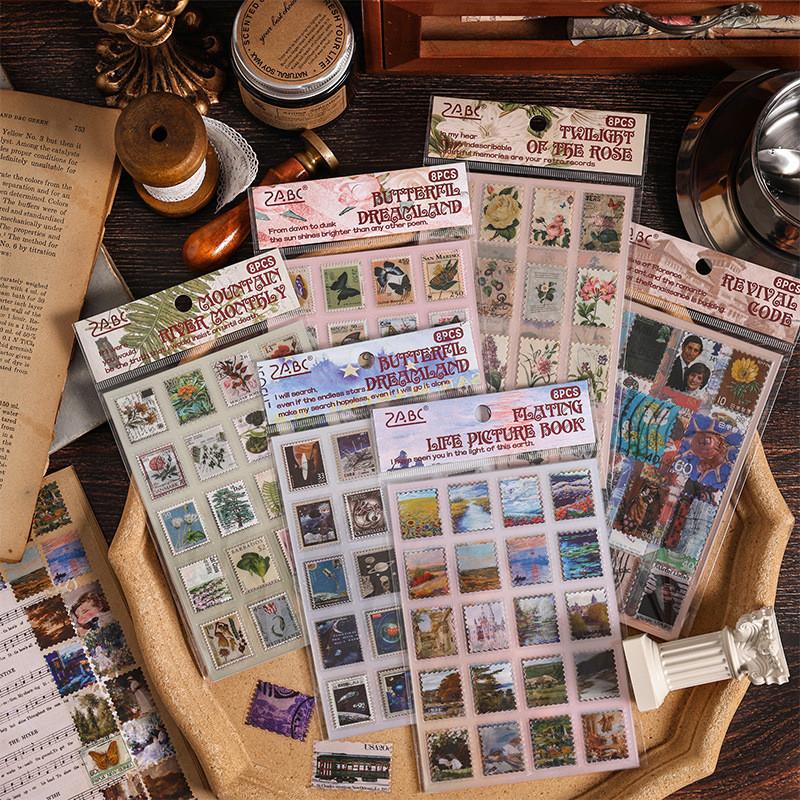 8 Sheets Vintage Misty Winter Berlin Series PET Stickers Journal Deco ...