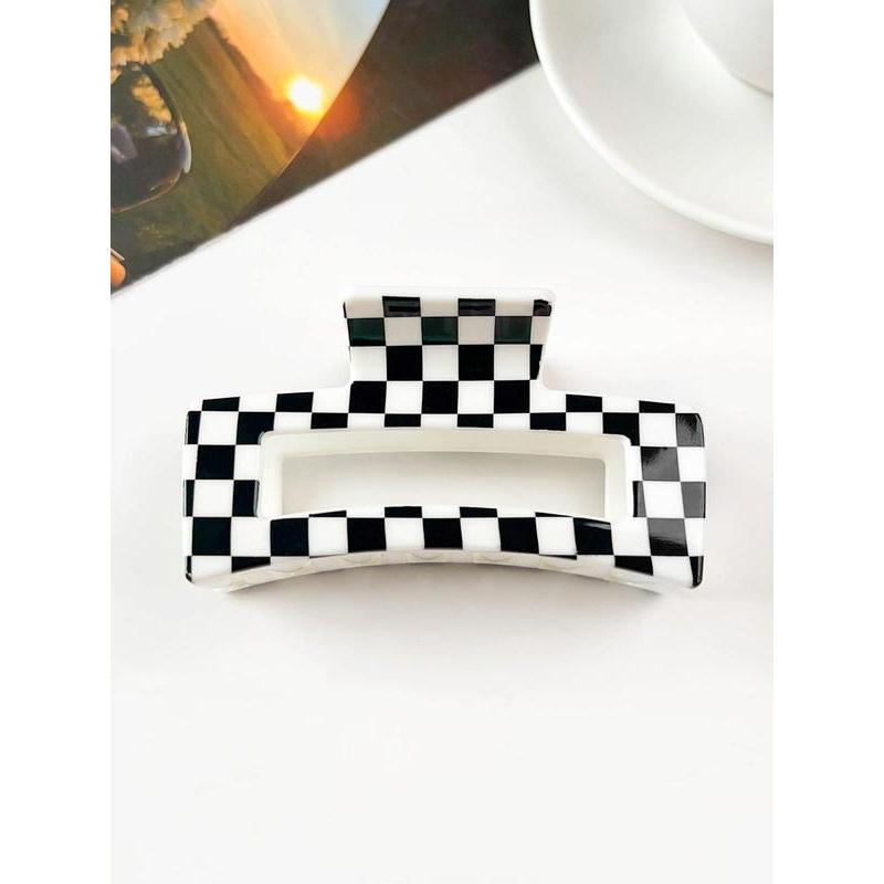 Checkerboard Pattern Hair Claws Set, Casual and Versatile Hair ...