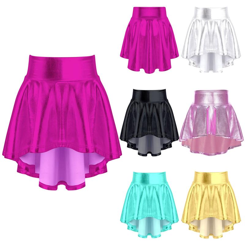 Aislor Kids Girls Shinny Metallic Jazz Hip Hop Dance Skort Skirt ...