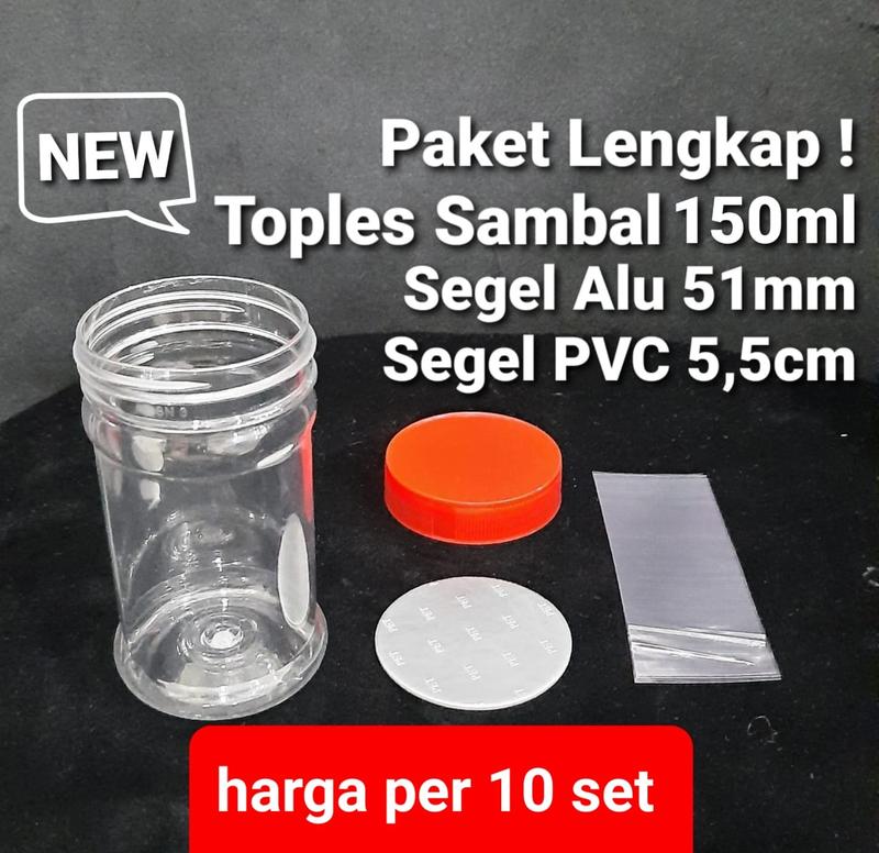 Harga 10set PAKET LENGKAP toples SAMBAL 150ml + segel alu 51mm - Shop | Tokopedia
