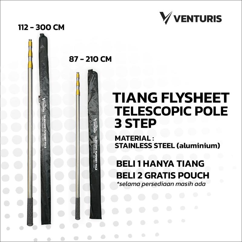 Tiang Flysheet Teleskopik Stainless Steel Venturis Trap Pole Penyangga ...