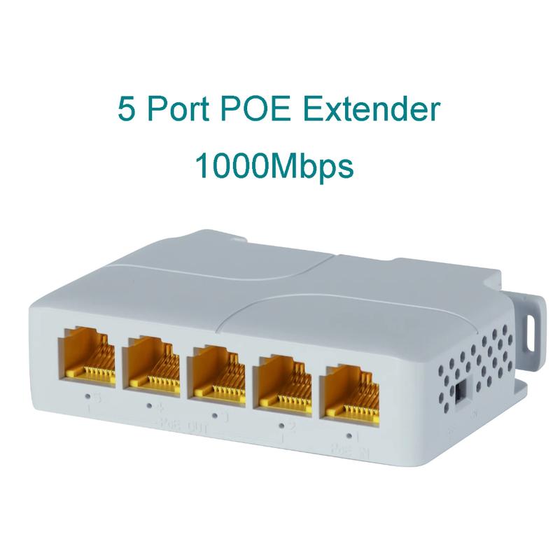5 Port Gigabit POE Extender 100/1000Mbps 90W 1in 4 Out PoE Repeater ...